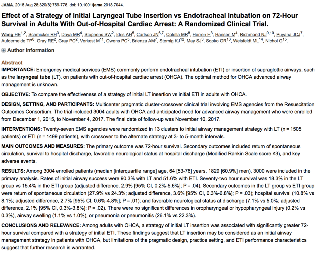 JC: OOHCA and Airway management. Do we need a tube? St Emlyn's • St Emlyn's