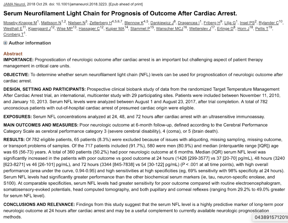 JC: Do you see the light? Serum neurofilament light chain for ...