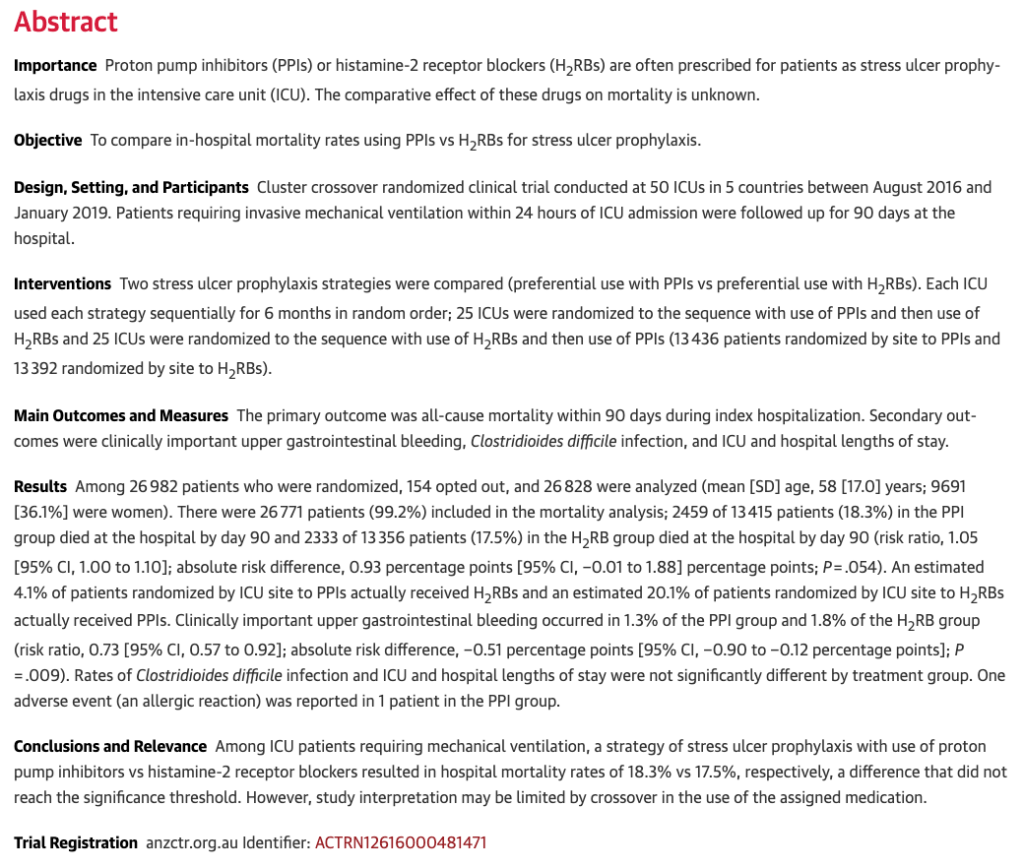 JC: The PEPTIC study PPI vs H2RBs on the ICU. St Emlyn's - St.Emlyn's