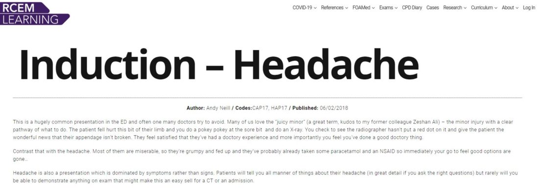 Medical School Lesson Plan - Headache • St Emlyn's