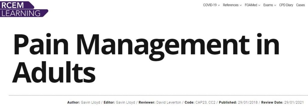 Lesson Plan - Analgesia in the Emergency Department (Induction) • St ...