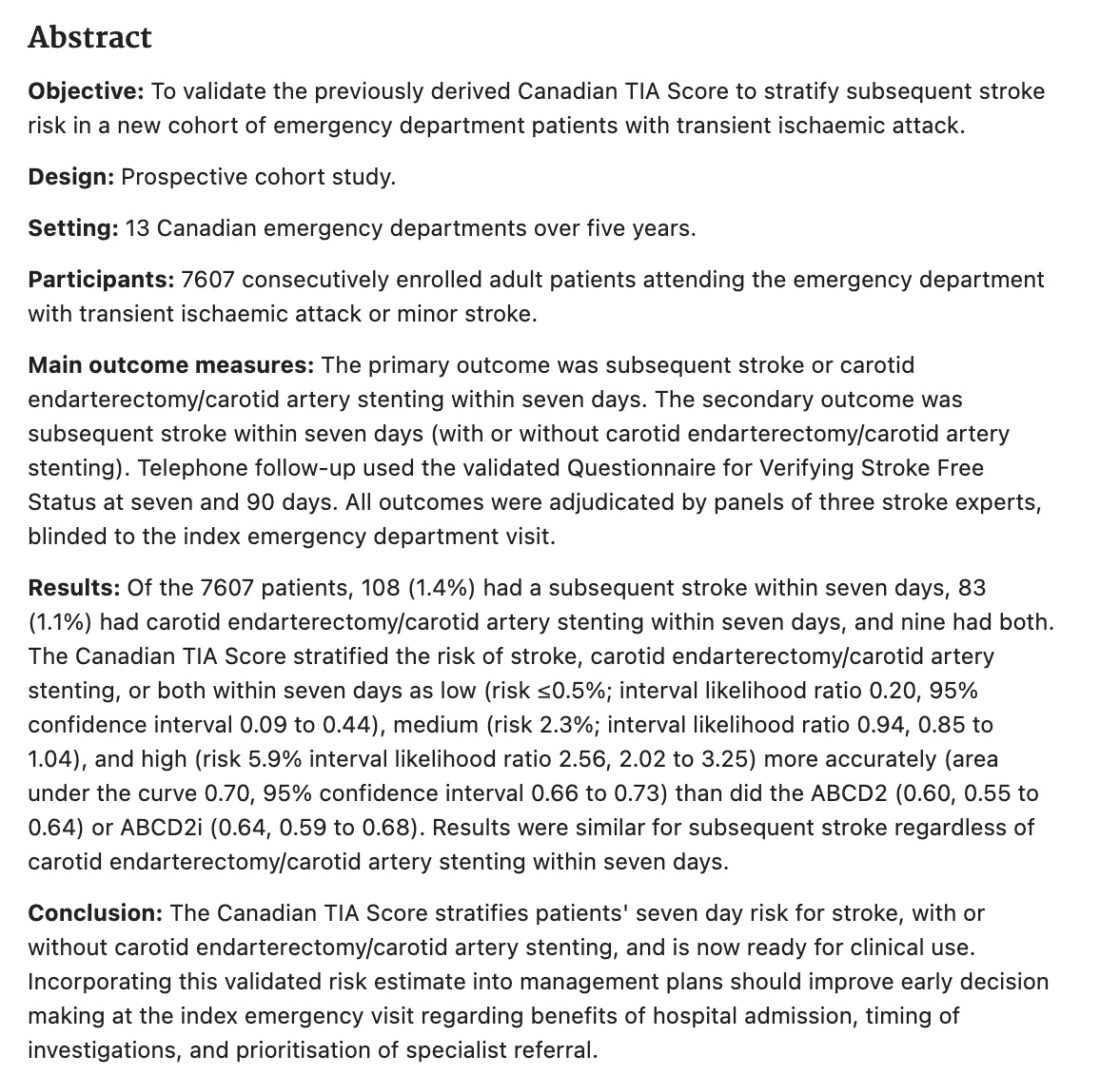 JC: Canadian TIA risk score. St Emlyn's • St Emlyn's